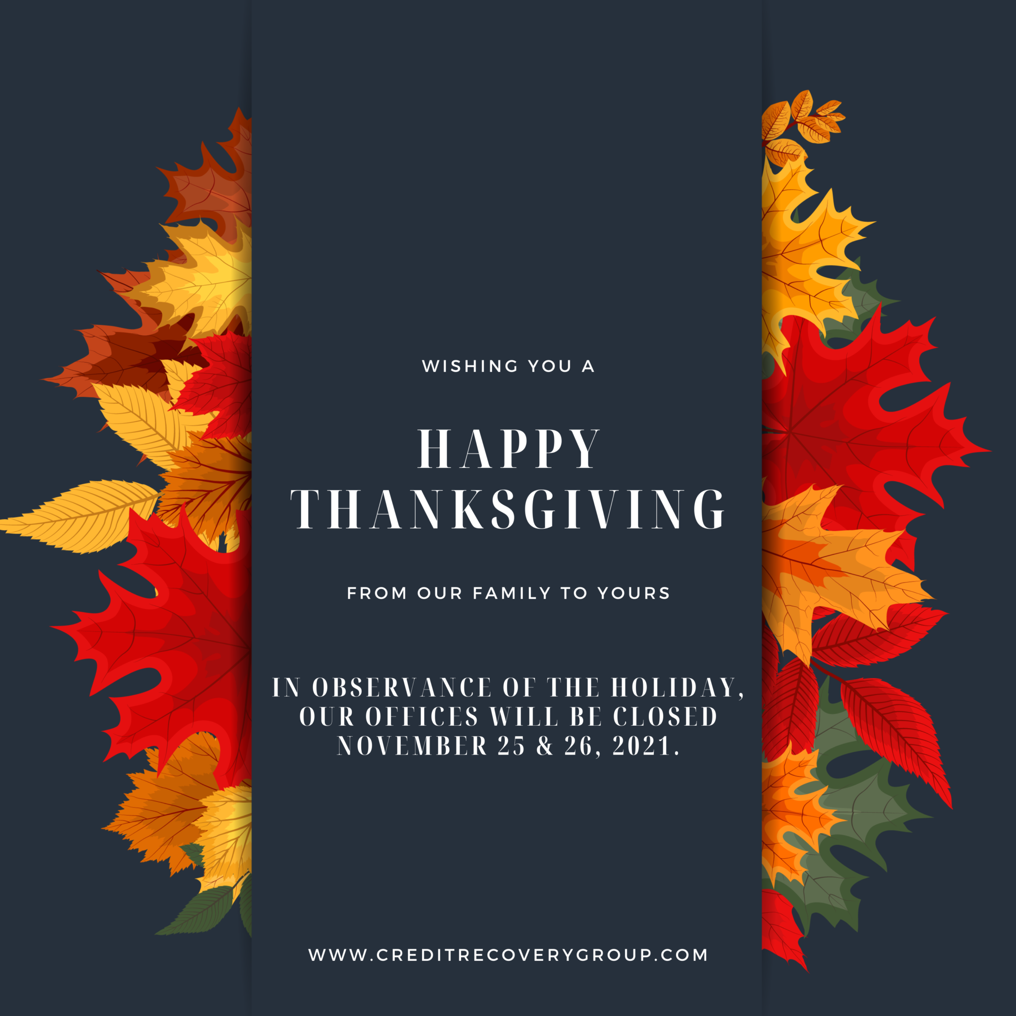 Happy Thanksgiving from Credit Recovery Group! - Credit Recovery Group